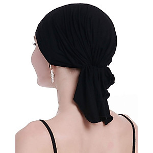 osvyo Chemo Headscarf for Women Hair Loss - Cancer Slip On Headwear Turbans Sealed Packaging Black