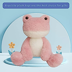 Doindute Frog Stuffed Animal, Pink Frog Plush Toy, Soft Cuddly Plushie Hugger Toy for Boys Girls, Gifts for Kids or Girlfriend, 8.5 Inches