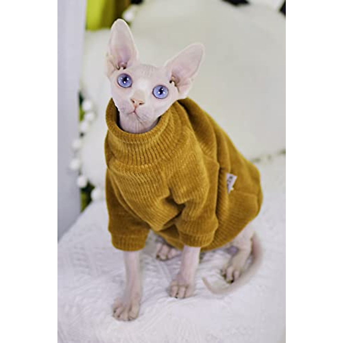 Elegant Warm DUOMASUMI Sphynx Cat Sweater Fashion Kitty Hairless Cat Clothing Comfort Winter Dress for Sphynx Cat (S)