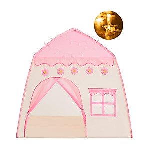 Rettebovon Princess Tent for Girls Girls Play Tent with Star Lights Kids Tents and Playhouses Kids Playhouse Girls Toys Indoor and Outdoor Princess Castle Play Tent for Kids Girls Gift