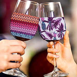 PAGOW 6pcs Wine Glass Sleeve, Identifiers for Standard Size White Wine Glass, Colorful Neoprene Insulator Protector for Wine Glass Ornaments Supplies (4.52x3.07inch, 6 Designs)