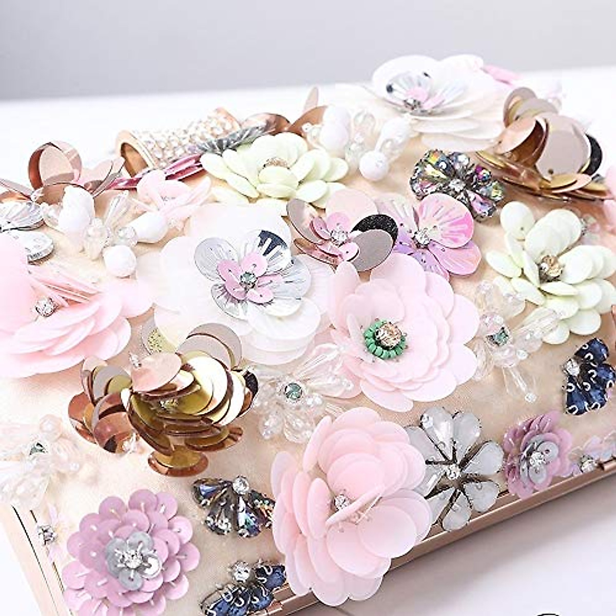 Women Fashion Luxury Party Handbags Wedding Bag Floral Bag Purses and Handbags Clutch bag Cross body Bag (Pink)