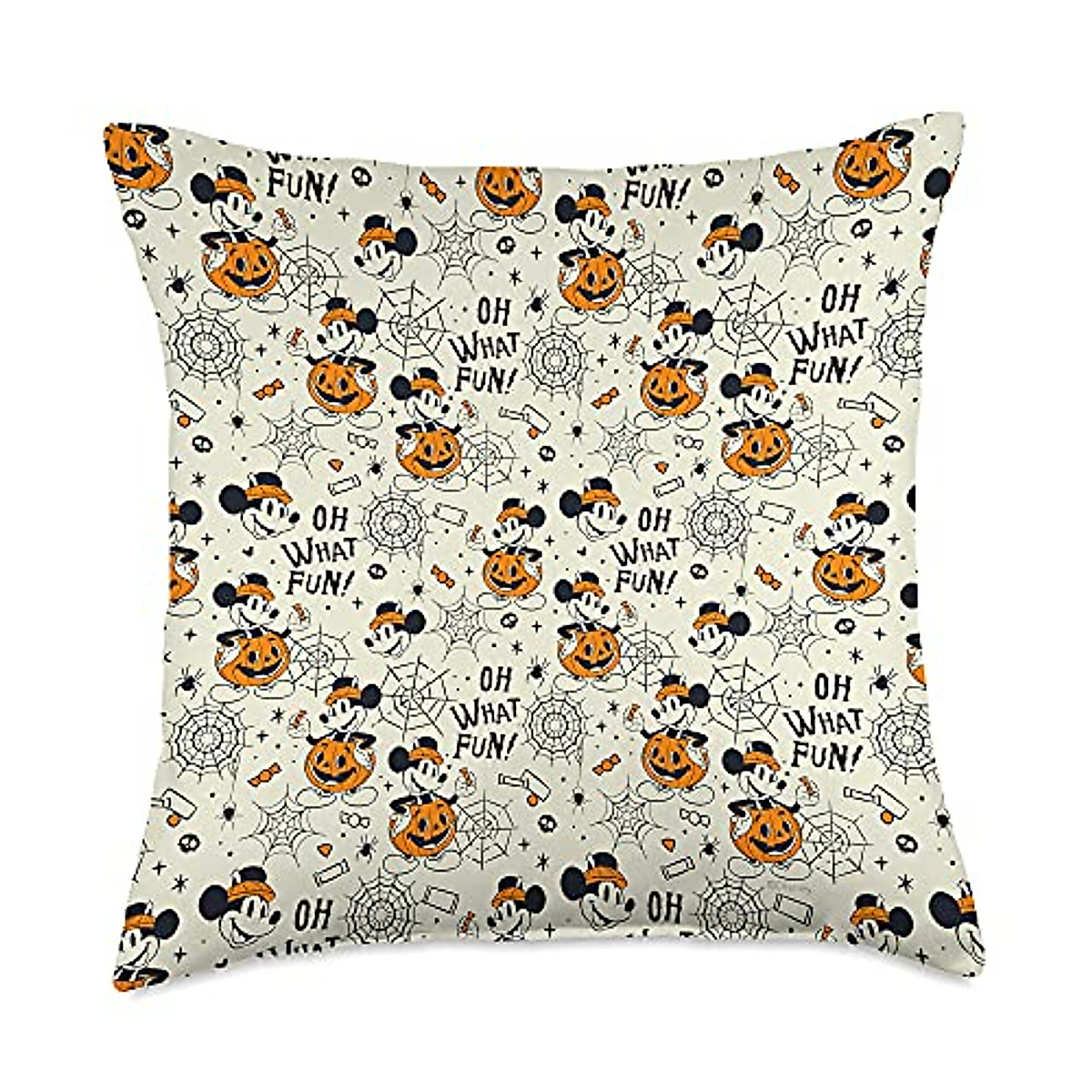 Disney Mickey Mouse Jack-O’-Lantern Oh What Fun Halloween Throw Pillow, 1 Count (Pack of 1), Multicolor