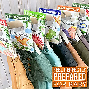 6 Baby Closet Size Dividers Boy - Dinosaur Baby Closet Dividers by Month, Baby Closet Organizer for Nursery Organization, Baby Essentials for Newborn Essentials Baby Boy, Nursery Closet Dividers Boy