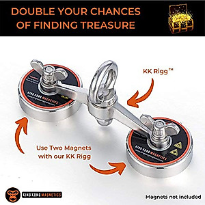 King Kong Magnetics Fishing Magnet Double Bracket to Hold 2X 60mm Neodymium Fishing Magnets - Strong Stainless Steel Design, Precision Engineered to Last | Double Your Chances of Finding Treasure