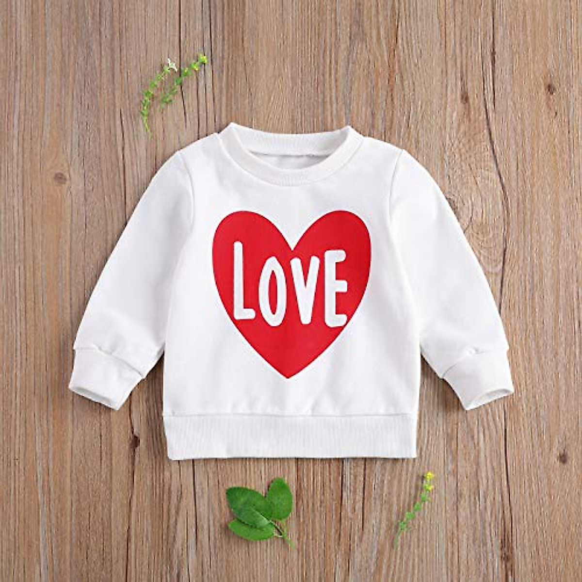 Infant Toddler Baby Girls Love Printed Pullover Sweatshirt Long Sleeve Casual Sweater Top Valentine's Day Clothes (Love Printed, 1-2T)