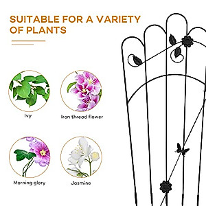 XYADX Metal Detachable Trapezoidal Garden Trellis for Climbing Plants Outdoor 60 Inches Sturdy Patio Plant Support for Indoor Plants Trellis for Rose, Vegetable Flower, Backyard Pack of 4 - Black