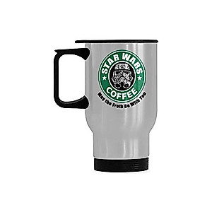May The Froth Be With You Travel Cup or Office Tea Cups - Stainless Steel Travel Mug - 14 Ounce Coffee Mug or Tea Cups