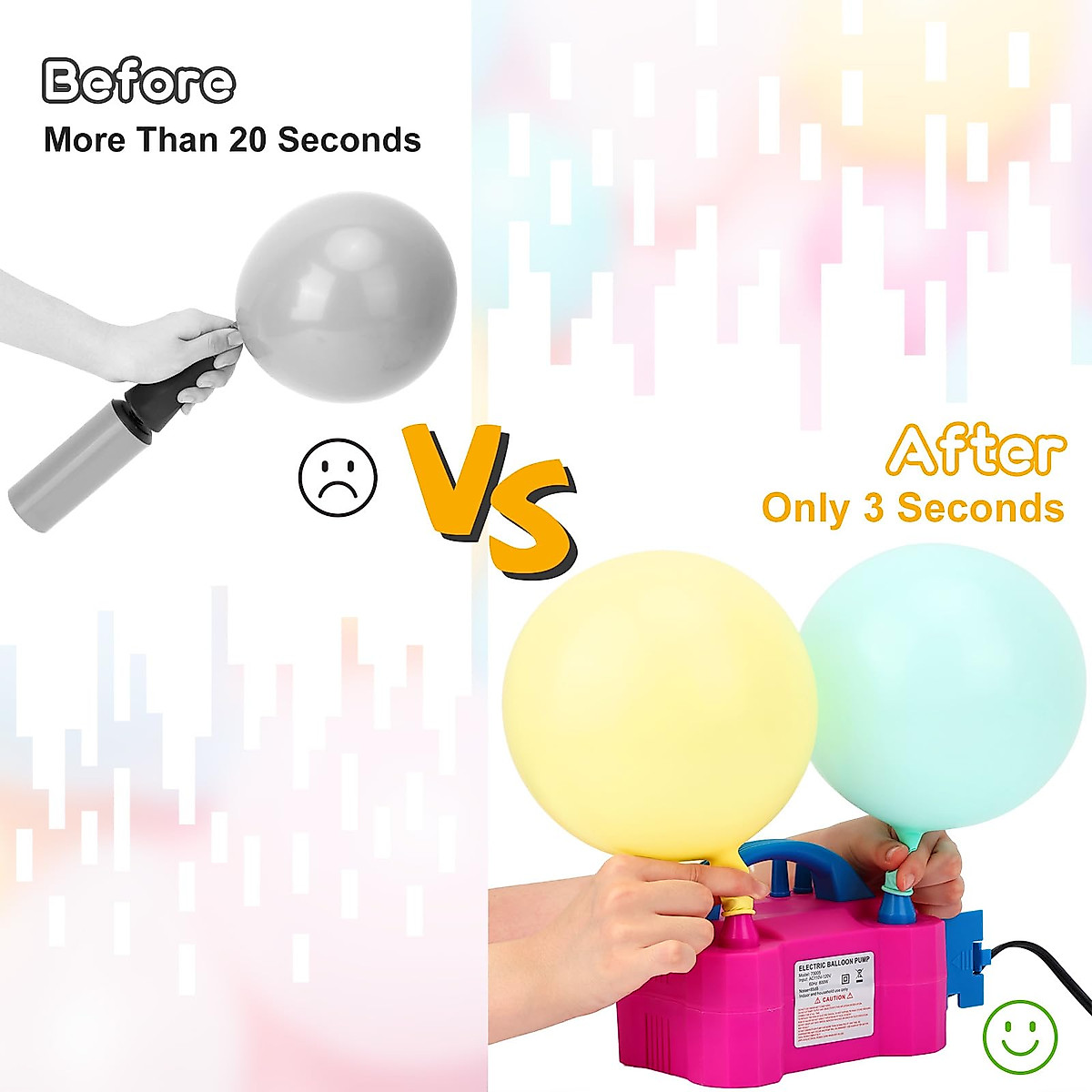 RUBFAC Balloon Pump Electric, Portable Balloon Blower Machine 110-120V 600W Air Balloon Inflator with Balloon Accessories for Balloons Decoration Birthday Parties Baby Showers Weddings (Red)