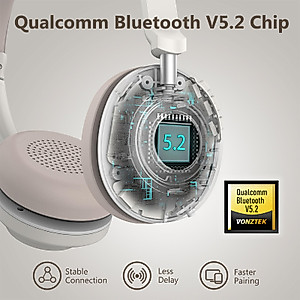 Wireless Headset, QCC 5.2 Bluetooth Headset with CVC 8.0 Dual Mic Noise Canceling & Charging Dock, 45 Hrs Wireless Headphones with USB Dongle for Computer Cell Phone Office Work Teams Meetings