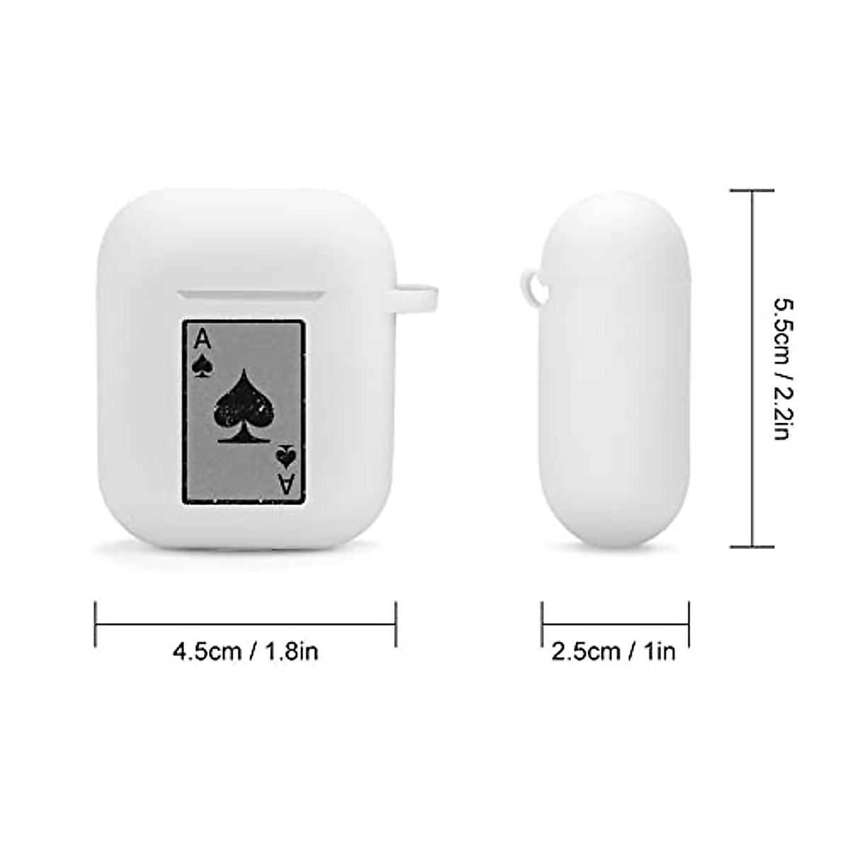 Ace of Spades Silicone AirPods Case Protective Cover Compatible with AirPods 2 & 1 with Keychain
