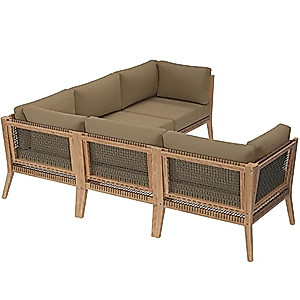 Modway Clearwater Sectional, 5-Piece Set, Gray Light Brown