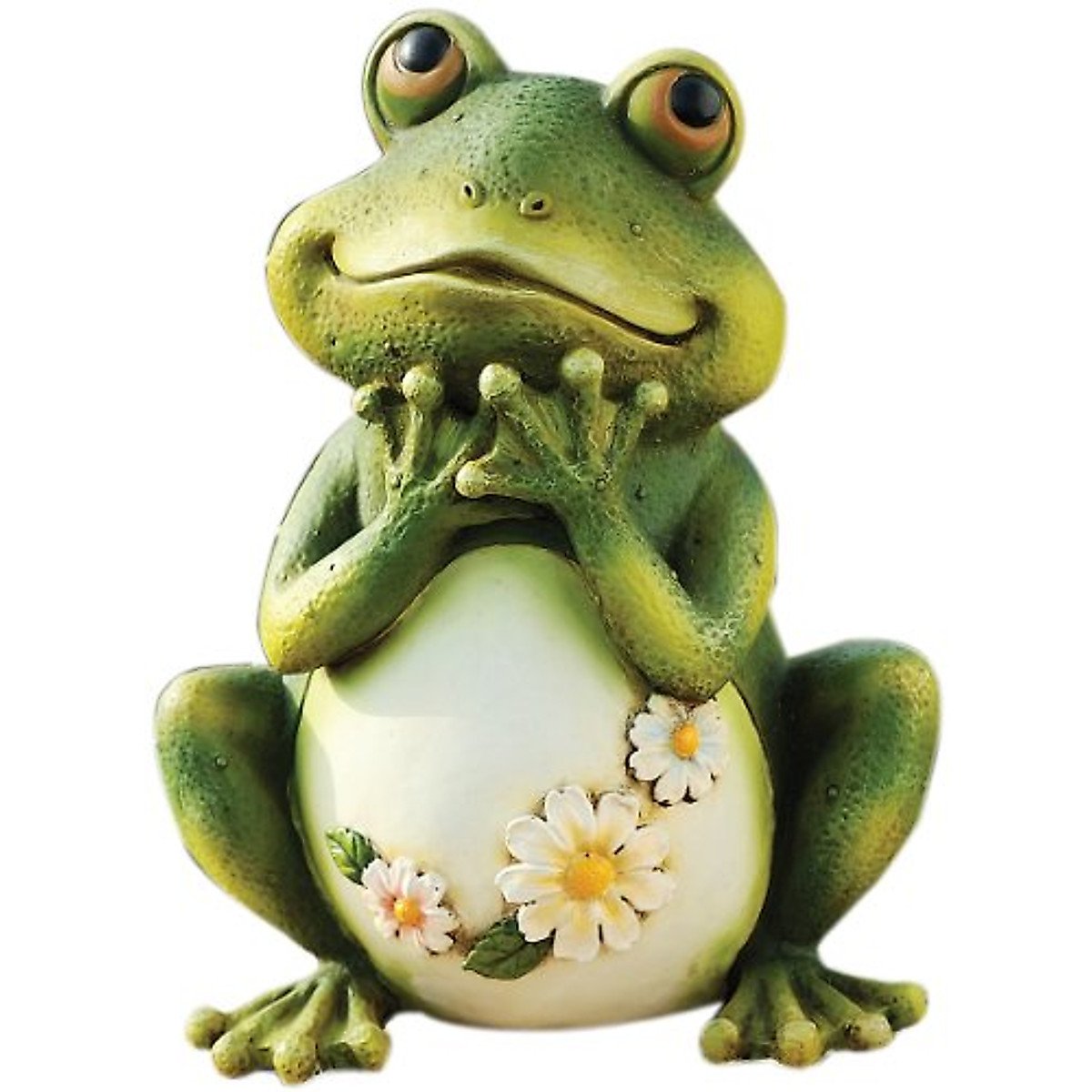 Roman Giftware Inc., 9.5" H Frog with Daisies Statue, Garden Collection, Outdoor Statue, Memorial, Resin Stone, Adorable Frogs and Flowers, Garden Décor (9x5x6)