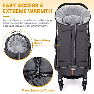 Orzbow Warm Bunting Bag Universal,Stroller Sleeping Bag Cold Weather,Waterproof Toddler Footmuff (Dark Grey, Large)