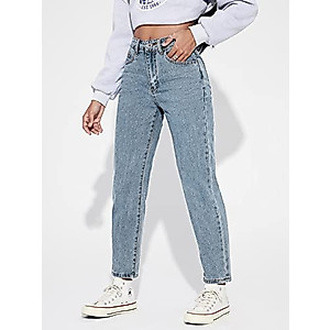 MakeMeChic Women's Straight Leg Jeans Casual High Waisted Denim Pants Light Wash L