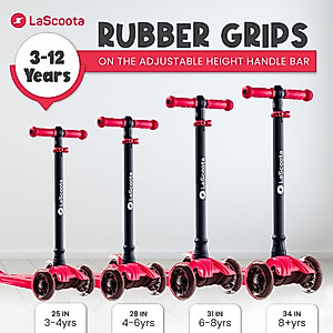 LaScoota 2-in-1 Kids Kick Scooter, Adjustable Height Handlebars and Removable Seat, 3 LED Lighted Wheels and Anti-Slip Deck, for Boys & Girls Aged 3-12 and up to 100 Lbs.