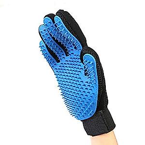 Alfland Two Hi-tech Pet Grooming Gloves - Lightweight, Durable, Eco-Friendly, Gentle Deshedding Brush Gloves for Shedding, Massaging and Hair Removal. Perfect for Long & Short Fur (Left & Right Hand)