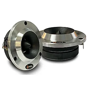 VOYZ 400 Watt Super Tweeter 2KHz - 20KHz - 1” Super Horn Heavy Duty Bullet Tweeter Titanium Diaphragm 4 ohms Chrome Finish with Crossover Capacitor (1 Pair)