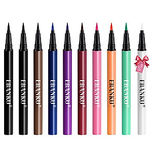 EBANKU 9 PCS UV Glow Neon Matte Liquid Eyeliner Set with 1 PCS Lash Glue Colorful Long Lasting Eyeliner Pencil Halloween Christmas Eyes Makeup Kit