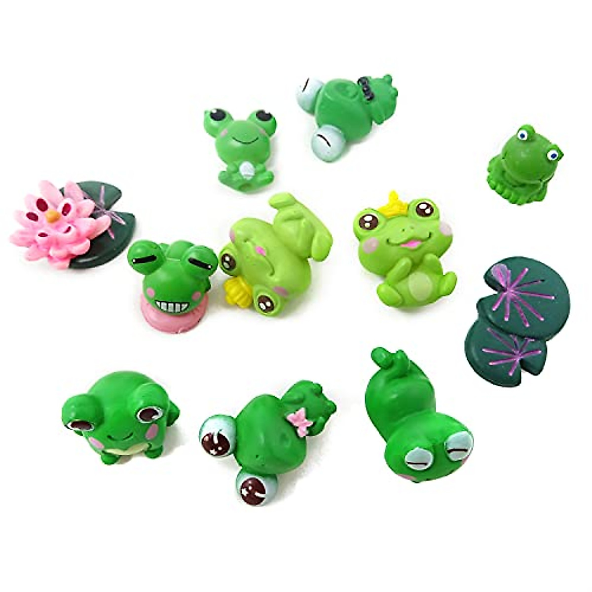 HONBAY 11PCS Resin Frog Miniature Figurines Cute Frog Cake Topper Mini Frog Animals Model Moss Landscape Terrarium Crafts for Garden Home Decoration (11 Styles)