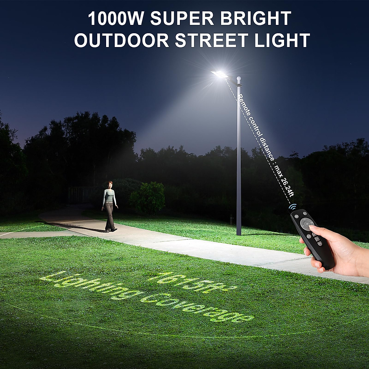 SZPOWER 1000w Solar Street Lights Outdoor, 100000LM Solar Outdoor Lights, Solar Lights for Outside, Waterproof IP66 for Outdoor Lighting, Driveway, Parking Lot, Pole, Garden, Yard, Backyard