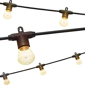 Enbrighten LED Bistro Outdoor String Lights, 48ft, 24 Shatter Resistant Lifetime Bulbs, 2200K Warm White, Weather Resistant, Indoor/Outdoor, Commercial Grade, Perfect for Backyard, Porch, Patio, 38357