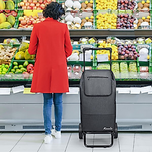 KEDSUM 2 in 1 Shopping Cart for Groceries, 330 lbs Luggage Cart, Portable Utility Shopping Cart with Wheels, Heavy Duty Grocery Cart, Dolly with a Black Removable Waterproof Bag for Moving, Camping