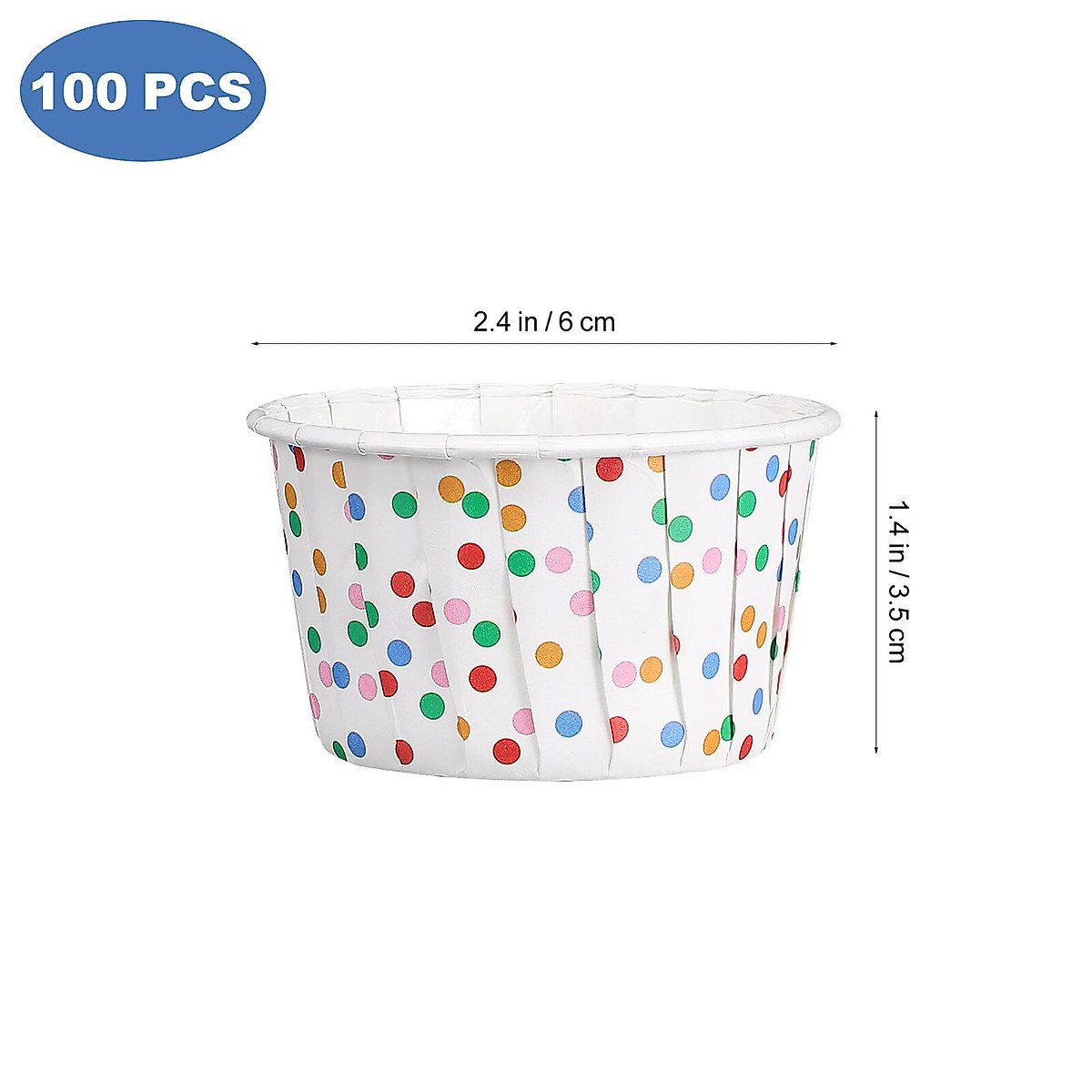 Cabilock 100Pcs Paper Ice Cream Cups Disposable Dessert Bowls with Dots Paper Cake Baking Cup Party Supplies