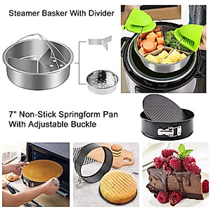 20Pcs Accessories for Instant Pot 6 qt 8qt, Ninja Foodi 8qt - 60 Pcs Parchment Papers, 2 Steamer Baskets, Springform Pan,Stackable Egg Steamer Rack, Instruction & Recipes Book