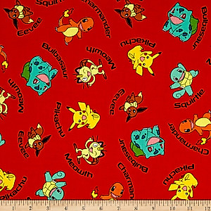 Robert Kaufman Kaufman Pokemon Characters Red Fabric By The Yard