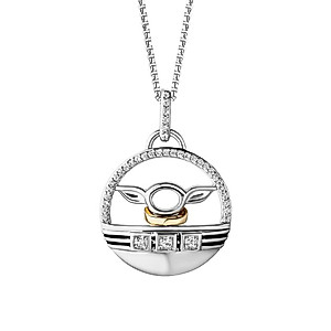 Jewelili Star Wars™ Fine Jewelry Grogu™ Women's Pendant 1/10 Ct.Tw. Diamonds, Sterling Silver and 10K Yellow Gold