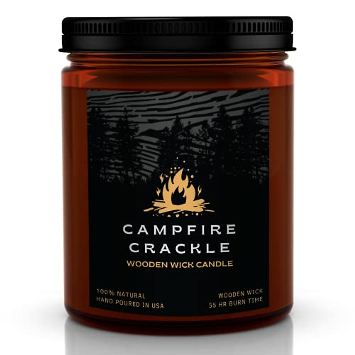 Campfire Candle Scented| 8oz Firewood Scented Candles for Men Wood Wick, Long Lasting, Masculine Scents, Natural Soy Jar Candle for Home, The Perfect Mens Gift.