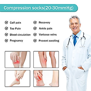 Compression Socks for Women & Men 20-30mmgh Knee High Socks for Running Nurse Travel 4-Pairs Striped Polka Dot