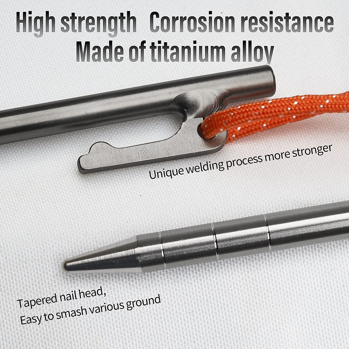 TiTo Titanium Tent Pegs Stakes Lightweight Snowfield Grassland Heavy Duty Tent Nails for Outdoor Camping Hiking and Plant Support Garden Stakes 4pcs/6pcs (8×300mm-4pcs)