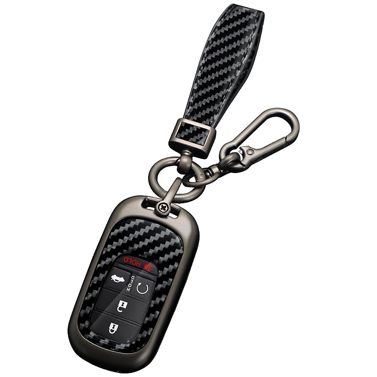 SANRILY Carbon Fiber Pattern Black Smart Key Fob Cover Case Fit for Honda Accord 2022 2023 Civic HR-V CR-V Pilot Sport SI EX EX-L Touring Keyless with Keychain