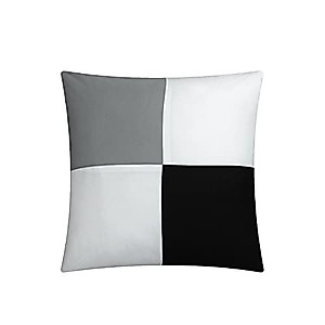 Chic Home CS1644-AN Clayton 10 Comforter Pin Tuck Pieced Block Embroidery Bed in A Bag with Sheet Set Black, Queen, Grey