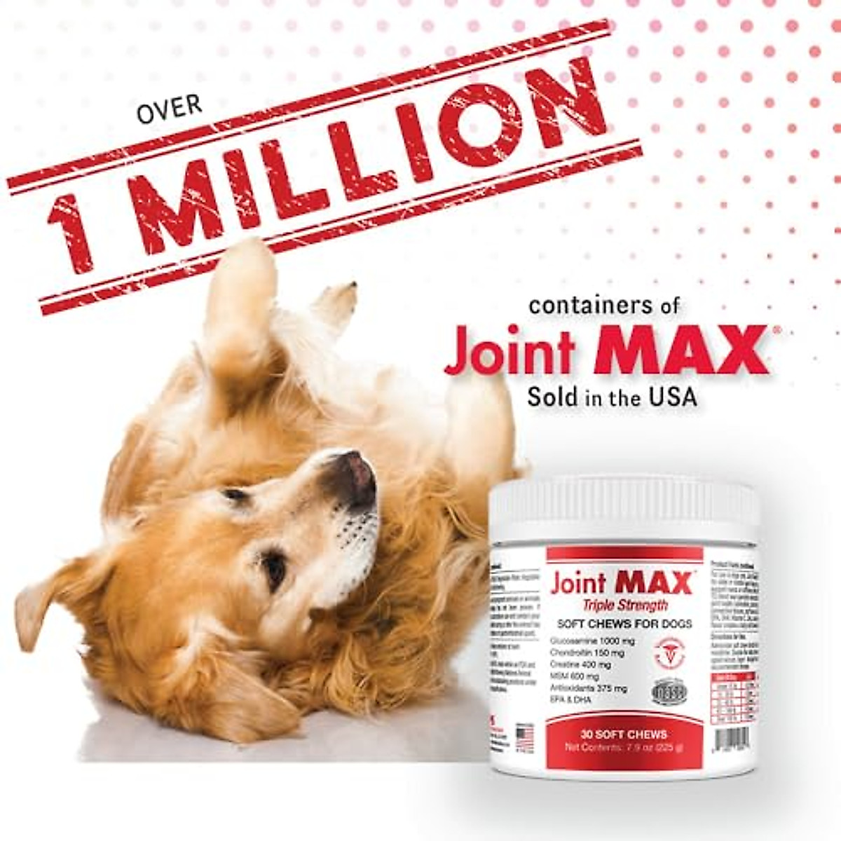 PHS Joint MAX Triple Strength (TS) Soft Chews for Dogs - Glucosamine, Chondroitin, MSM, Turmeric, Omega 3 - Hip and Joint Pain Relief and Support for Dogs - Made in USA - 30 Soft Chews