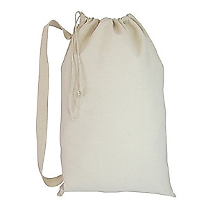 Laundry Bag with Drawstring Closure and Shoulder Straps Heavy Cotton Canvas - Large, Natural, Set of 1