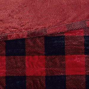 True North by Sleep Philosophy Buffalo Plaid Electric Blanket Throw Ultra Soft Plush Auto Shut Off with 3 Heat Level Setting Controller, Oversized - 5 Years Warranty, 60x70", Red
