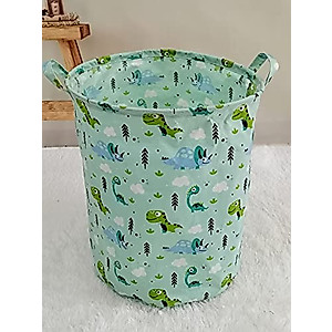 ELIVHINE Easter basket Storage Baskets Waterproof Foldable Organizer Large Storage Bins for Dirty Clothes Home and Office Toy Organizer Laundry Hamper (Forest Dinosaur)