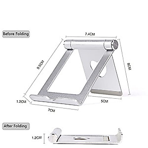 Cell Phone Stand Desk Adjustable Aluminum Mobile Phone Holder 360 Degree Compatible for iPhone 13 12 Pro Max, iPhone 11 X SE XS XR 8 Plus 6 7 6S Samsung Galaxy Note20 S20 S10 S9 S8 S7 (Black)