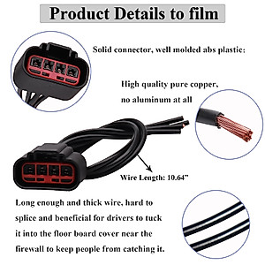 HOPUT WPT688 WPT 688 HVAC Blower Motor Resistor Connector Wire Harness Pigtail Assembly S1763 Compatible with Ford Explorer Escape Expedition Mustang Fiesta Lincoln Mark Lt Navigator, Mercury Mariner