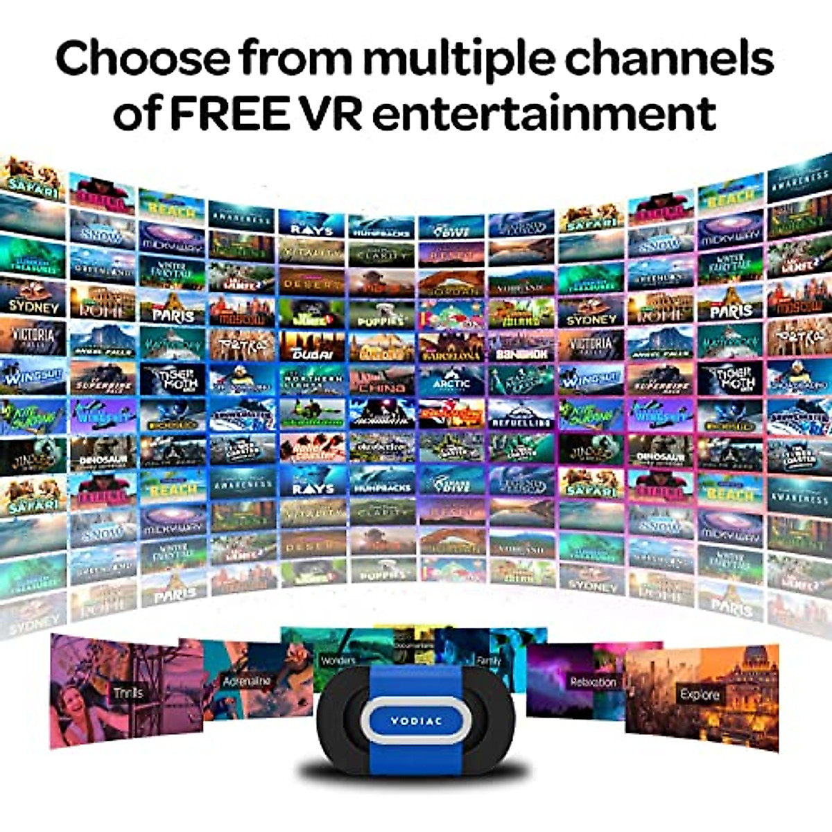 Vodiac VR - Virtual Reality Goggles, Carry Case, Free VR Videos & More via The Vodiac in-App Streaming Service. Powered by Your Smartphone iPhone Android Compatible