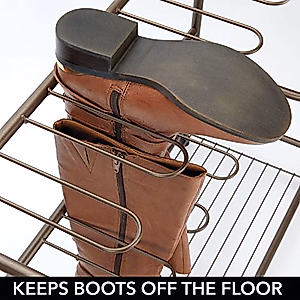 mDesign Boot Storage and Organizer Rack, Space-Saving Holder for Rain Boots, Riding Boots, Dress Boots - Holds 6 Pairs - Sleek, Modern Design, Sturdy Steel Construction - Espresso Brown