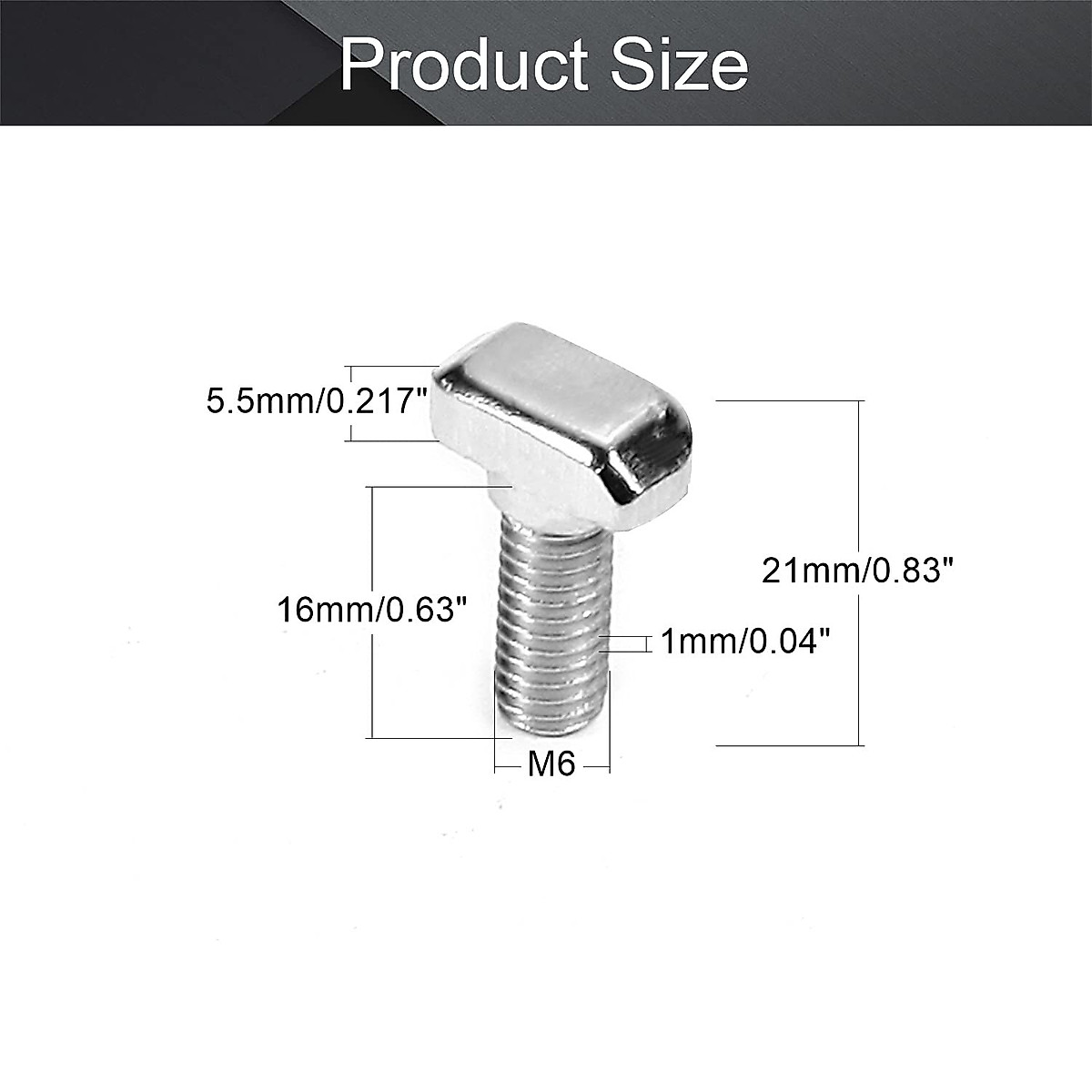 MroMax M6-1x16mm T Slot Bolts Carbon Steel Drop-in Stud Sliding Screw Bolt Metric Hammer Head Bolt for European Standard 30 Series Aluminum Extrusions Silver 10Pcs