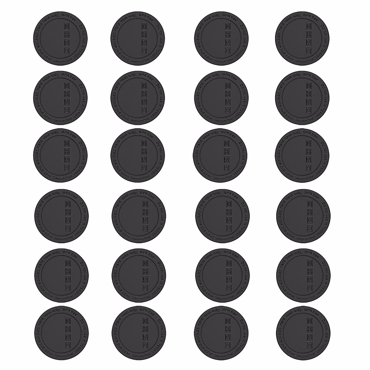 XccMe Rubber bottoms for sublimation tumblers,24 PACK Protective AntiSlip Silicone Bottom with 3M Adhesive for Wine Tumblers,Skinny Tumblers,Mason Jars 12oz/15oz/17oz/20oz/30oz Black (56mm)