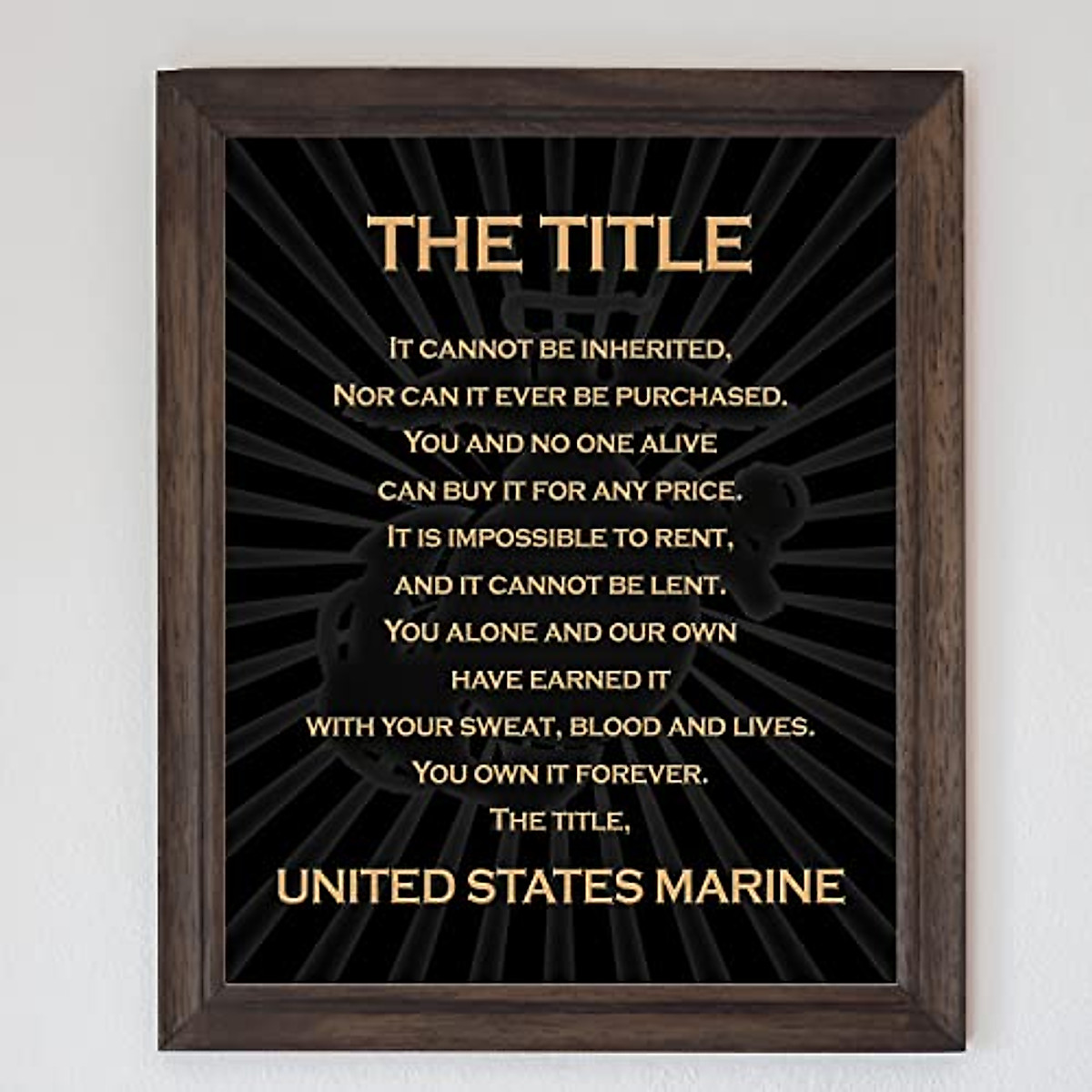 "The Title - United States Marine"- Patriotic US Marine Corps Wall Art Decor -8 x 10" Military Print -Ready To Frame. Home-Office-School Decor. Perfect Gift for Marines & Veterans. Semper Fi - Oorah!