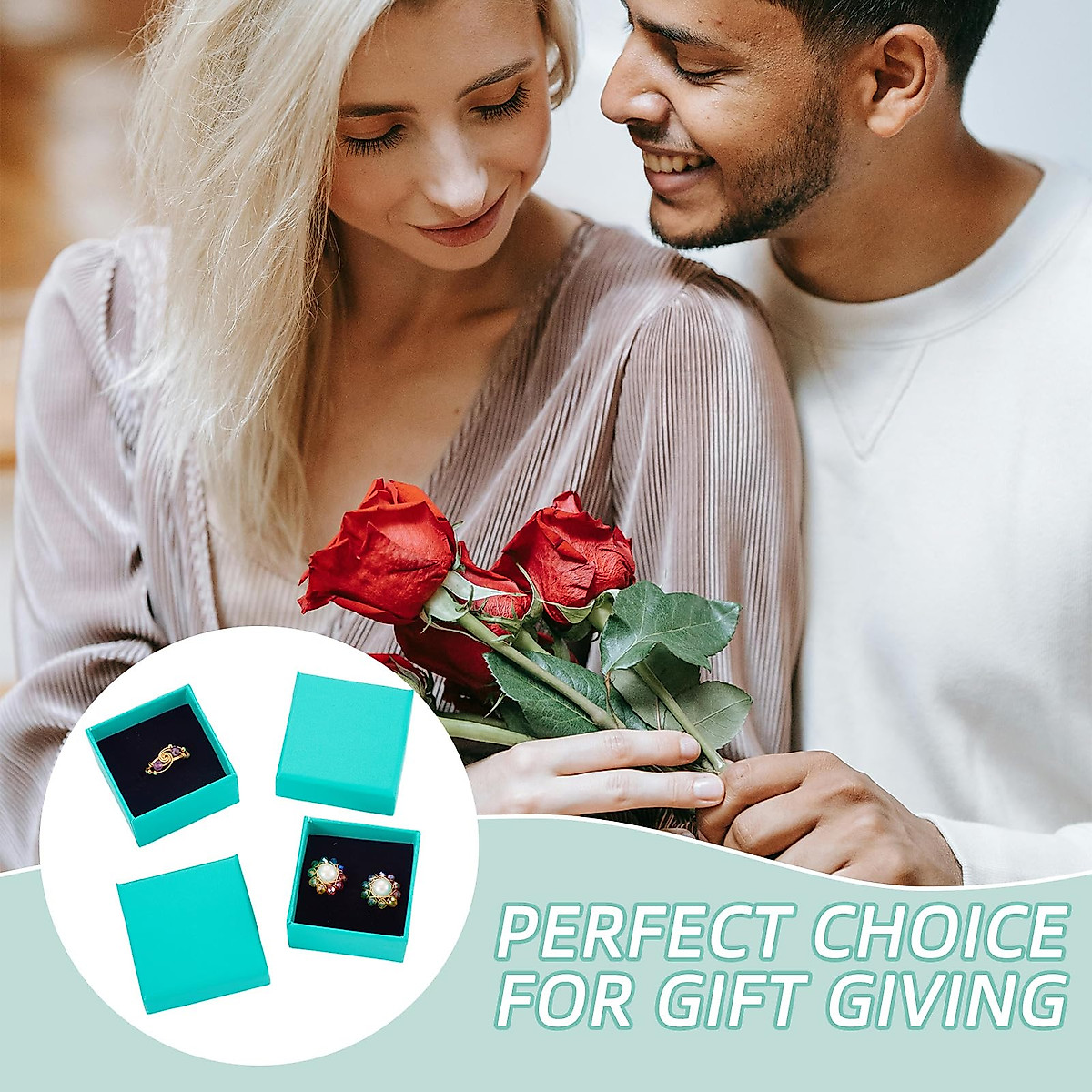Craftdady 24pcs Jewelry Gift Boxes 5x5x3.2cm Medium Turquoise Coated Paper Jewelry Boxes Square for Christmas Valentine's Day Weddings Earrings Necklaces Bracelets