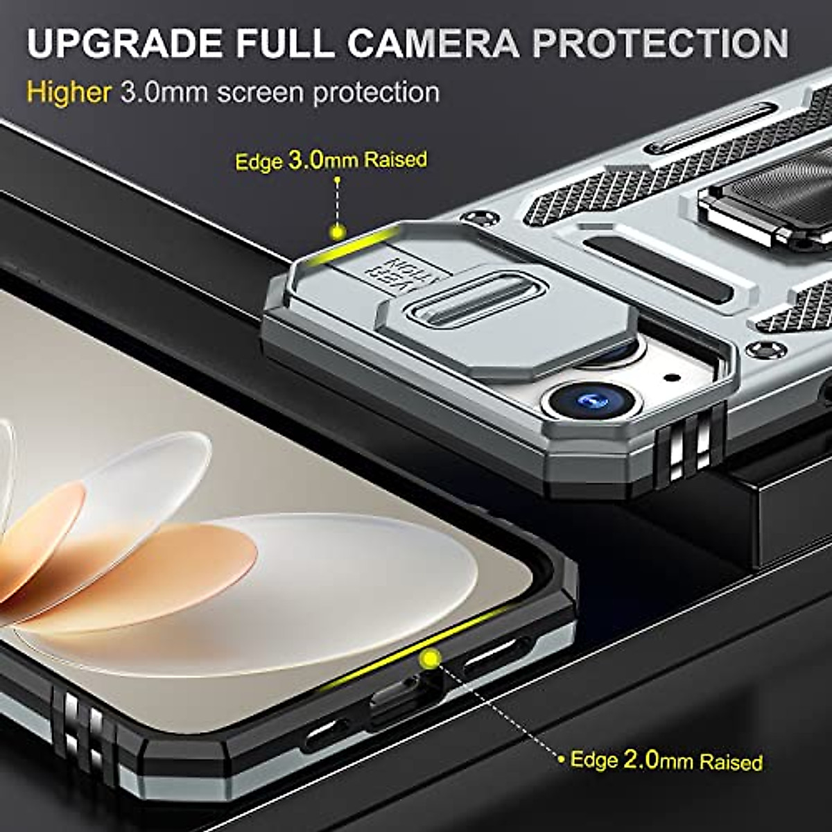 SEFING Phone Case for iPhone 13 Mini Case iPhone 13 Mini Phone Case with Kickstand Ring Holder, with Camera Cover, with Magnetic Car Mount Function, for iPhone 13 Mini (Grey)