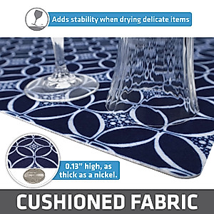 Drymate Premium Luxury Shelf & Drawer Liner, Thick Cushioned Fabric, Non-Adhesive, Absorbent, Waterproof, Slip-Resistant, Liners for Kitchen Cabinets, Cupboards (USA Made)(12”x59”)(2-Pack)(Indigo)